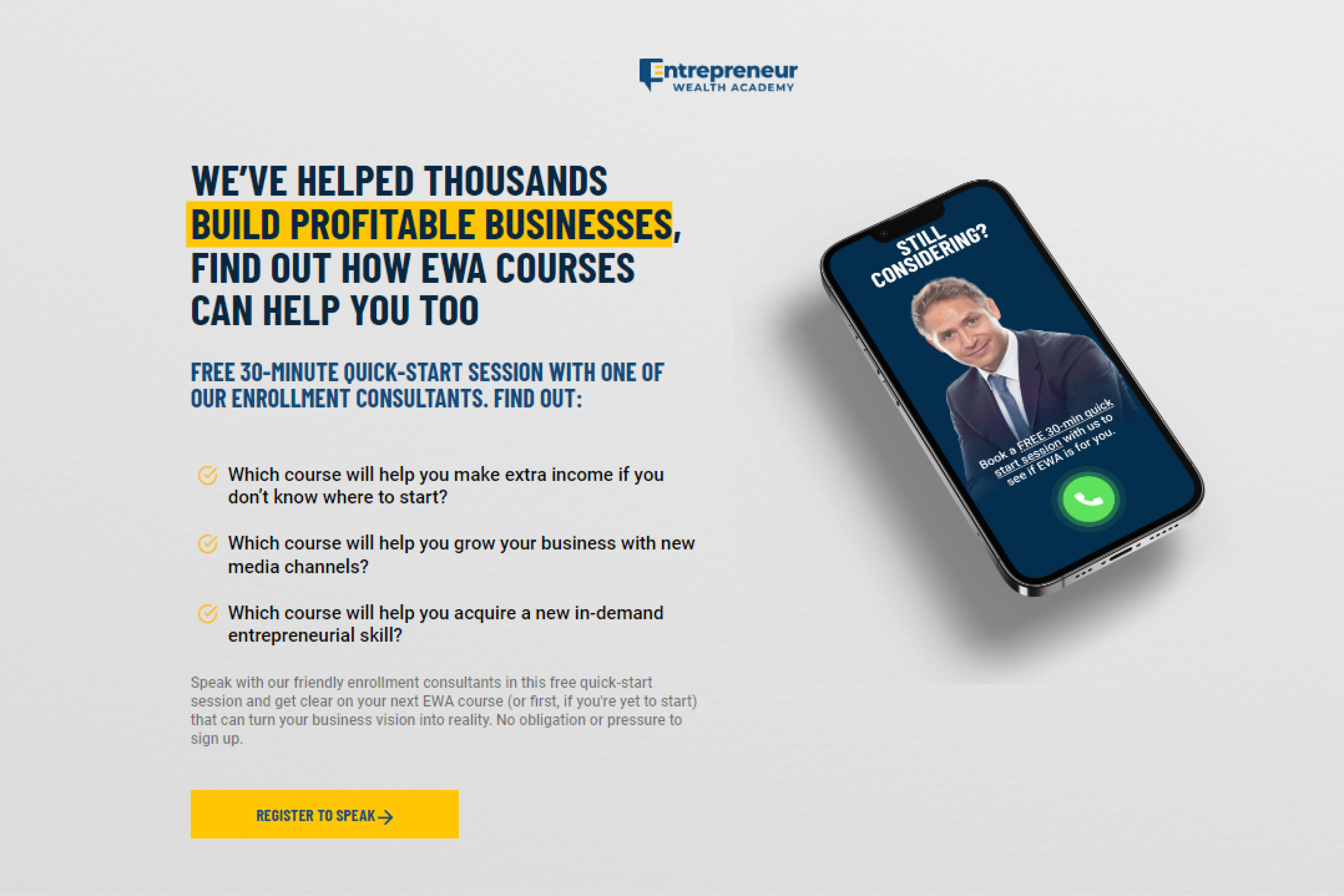 Request a Complimentary Call - The Entrepreneur Wealth Academy Courses